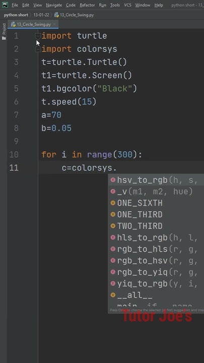 Circle Swing in Turtle | Python Program | Tutor Joes - YouTube