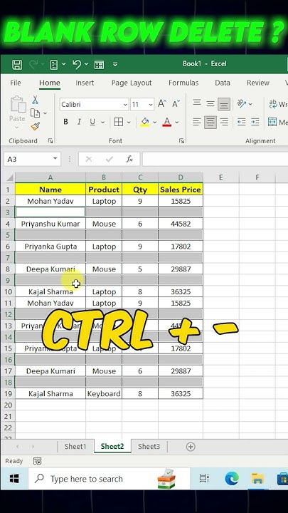 Empty Row Delete in excel #shorts #shortvideo #excel - YouTube