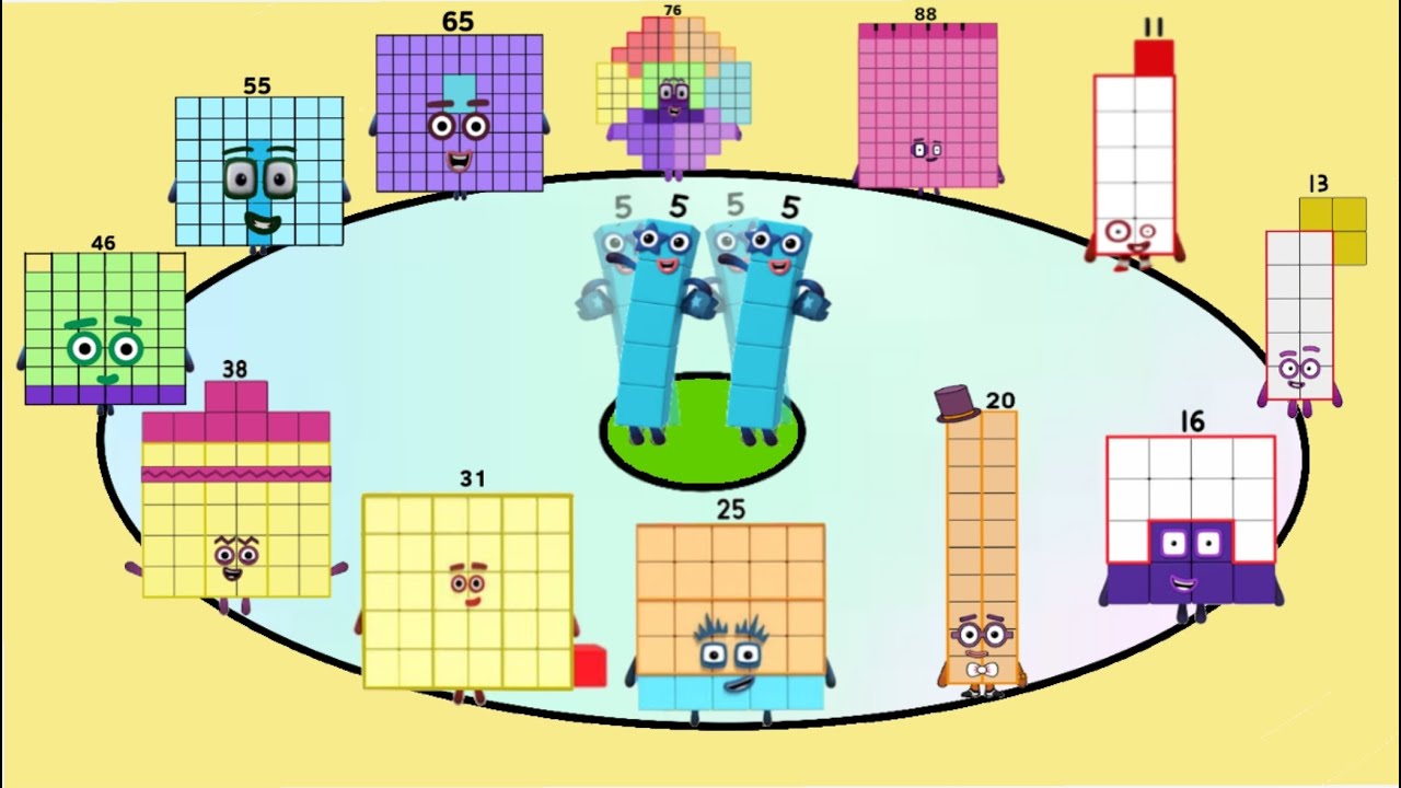 Numberblock 5 add and times different numbers in various stages - YouTube