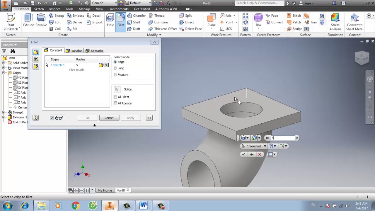 Lệnh Sweep trong INVENTOR 2016 - YouTube
