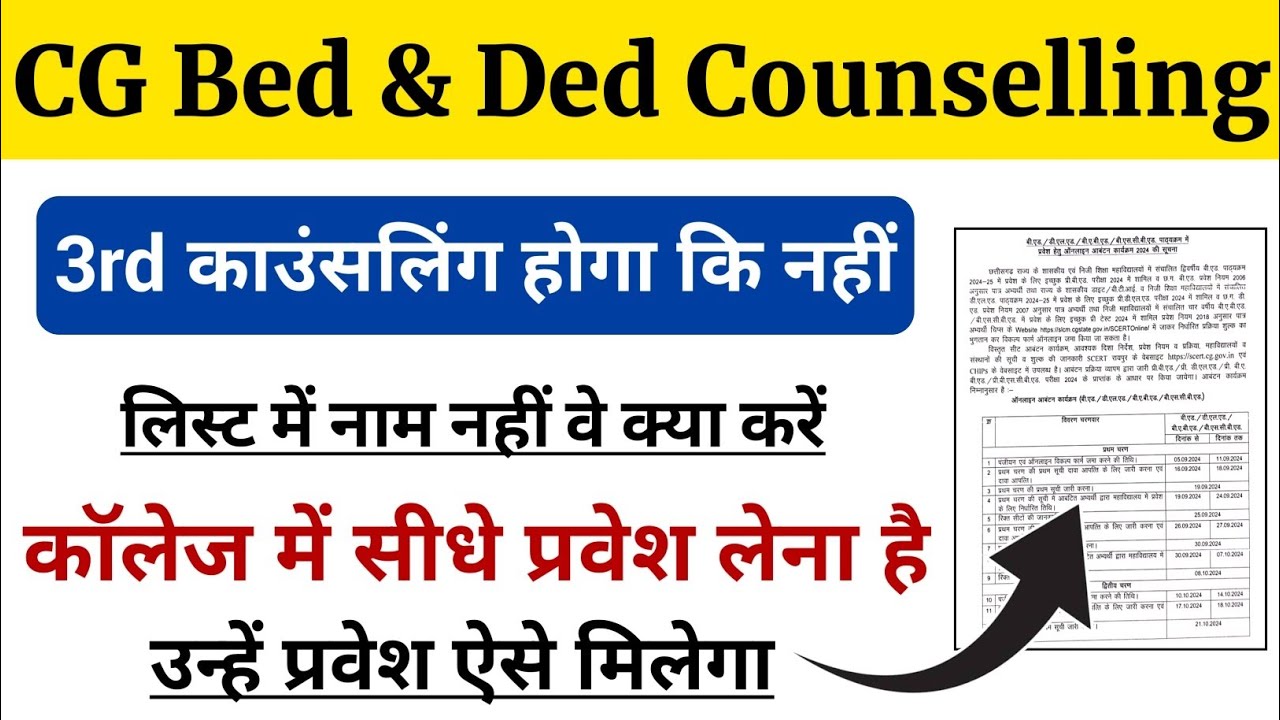 तीसरा काउंसलिंग कब होगा | Cg bed 3rd counselling date || Cg ded 3rd ...