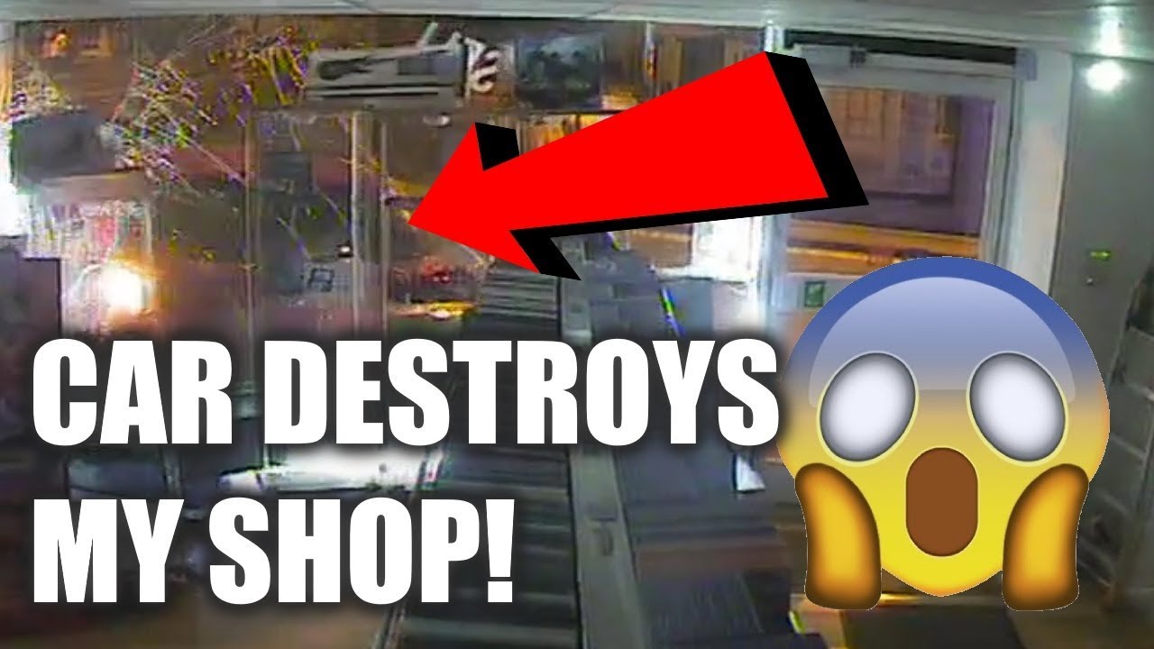 CAR CRASHES INTO MY SHOP! DESTROYS MY WINDOW! - YouTube