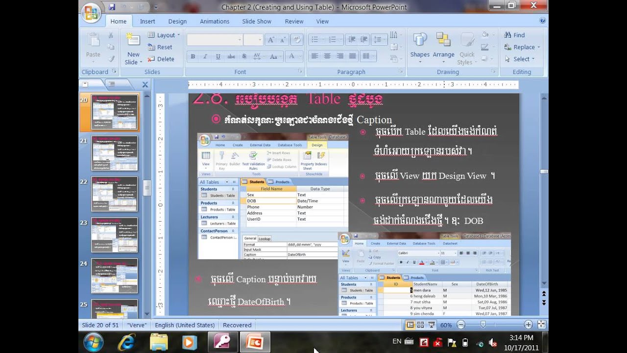 Chapter 2 (Creating and Using Table) Caption - YouTube