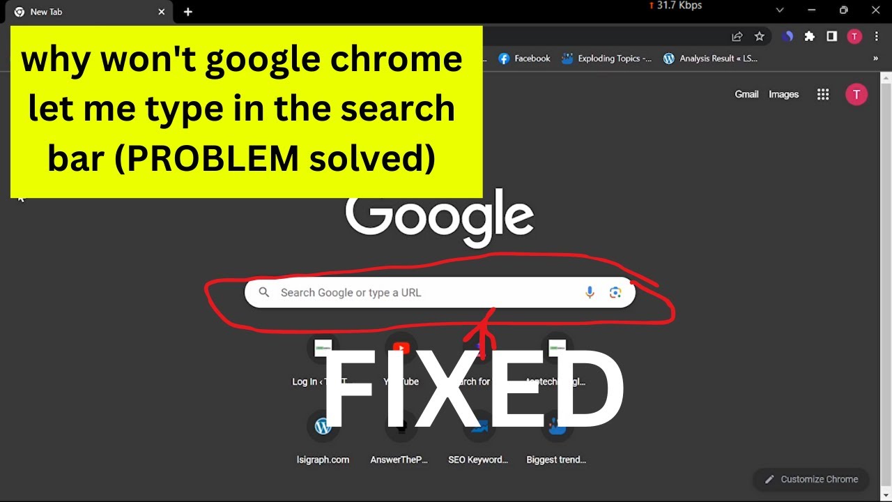 why won't google chrome let me type in the search bar |Not able to type ...