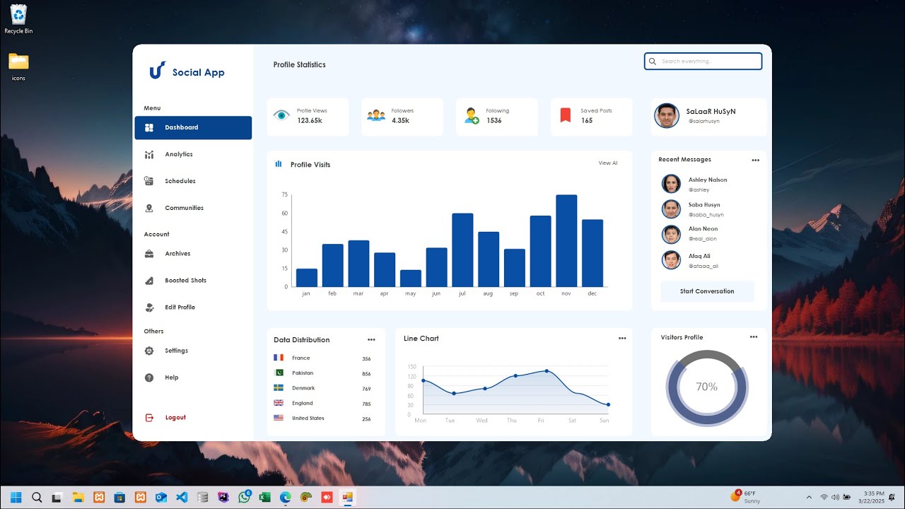Modern Social App Dashboard in C# | Build Stunning UI with SATA UI ...