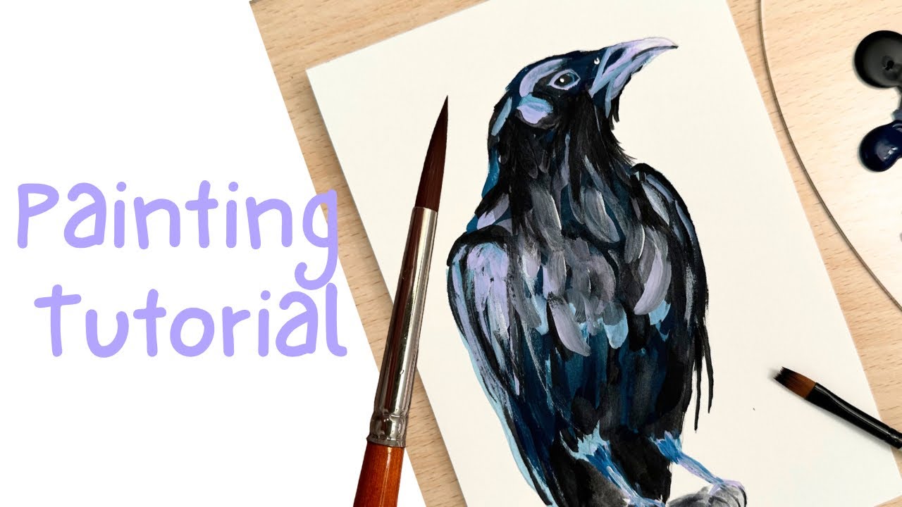 How to Paint a Raven with Acrylic Paints Step by Step Tutorial - YouTube