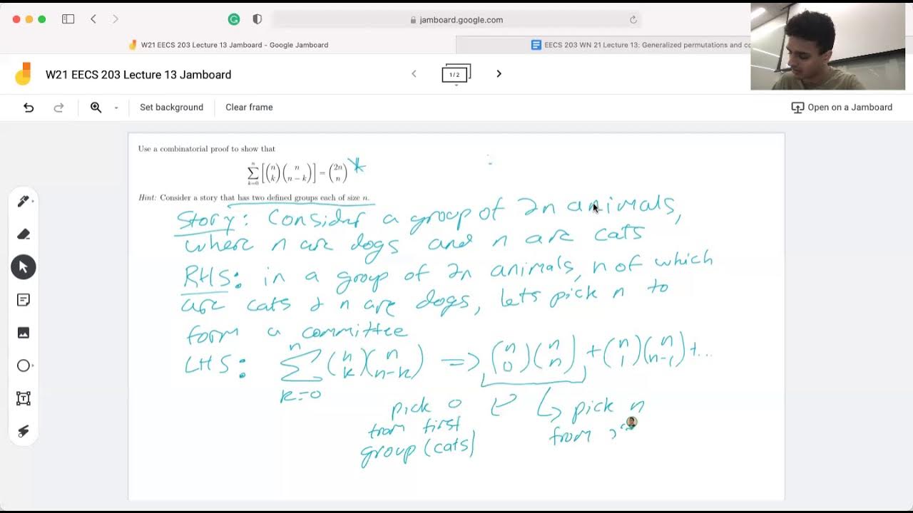 Combinatorial Proof Example (Lecture 13) - YouTube