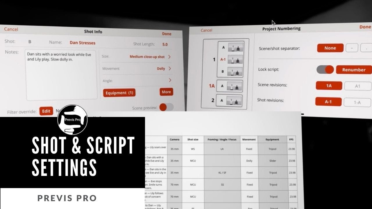 Previs Pro | Shot & Script Settings - YouTube