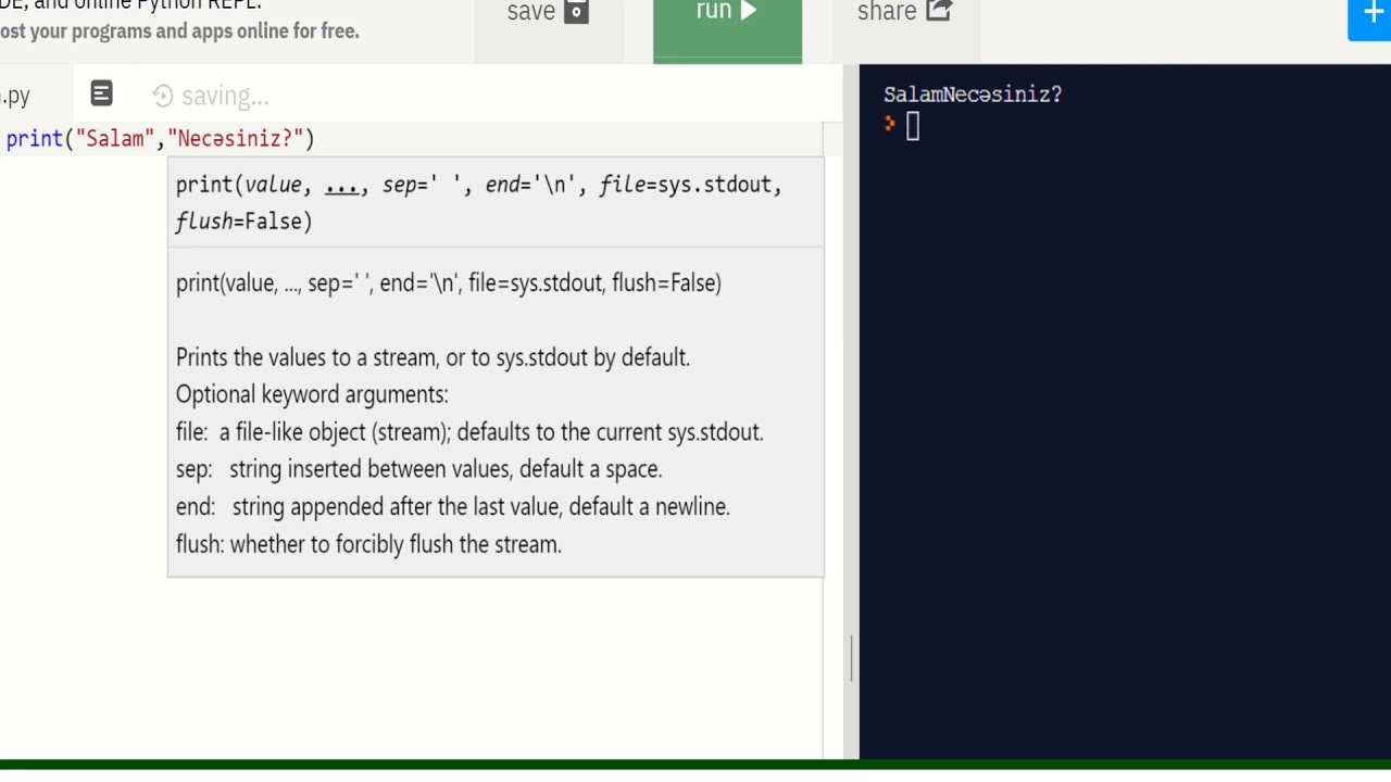 Print() funksiyası və bəzi sadə anlayışlar. - Dərs 1 - YouTube