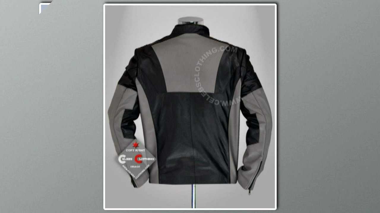 Tony Stark Jacket - Iron Man Motorcycle Grey Replica Leather Clothing ...
