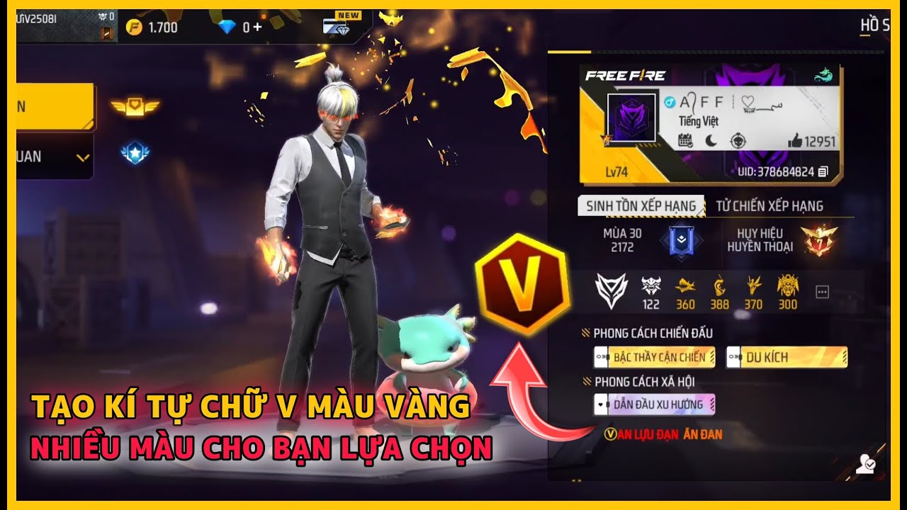 Free Fire - Cách Tạo Kí Tự Chữ V Màu Vàng Mới Nhất OB35 - Kí Tự Màu FF ...