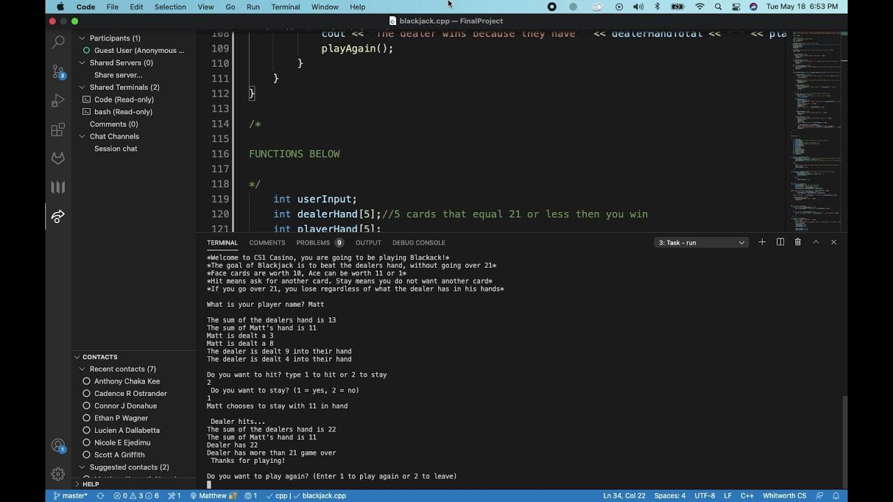 Simple C++ BlackJack Application - YouTube