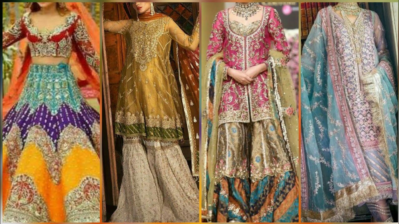 Bridel dresses ubtan mehndi dezain beautiful stylish dresses - YouTube
