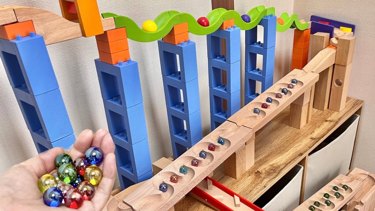 🌈【marble run asmr】 HABA wave slope, Wooden Cuboro and TRIX TRACK - YouTube