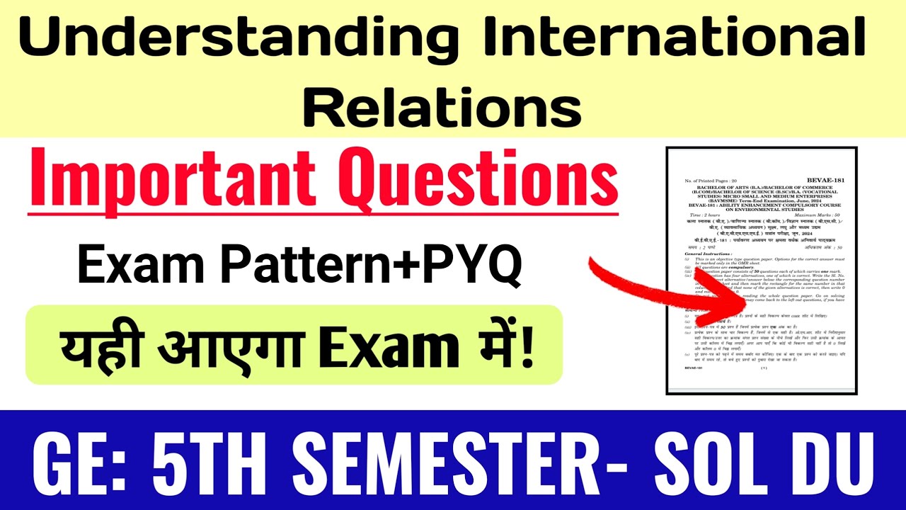 Understanding International Relations Important Questions/ Exam Pattern ...