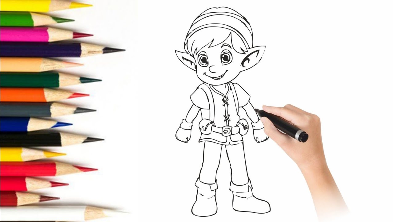 Learn How to Draw a Cute Elf – Step by Step for Kids l drawing ideas ...