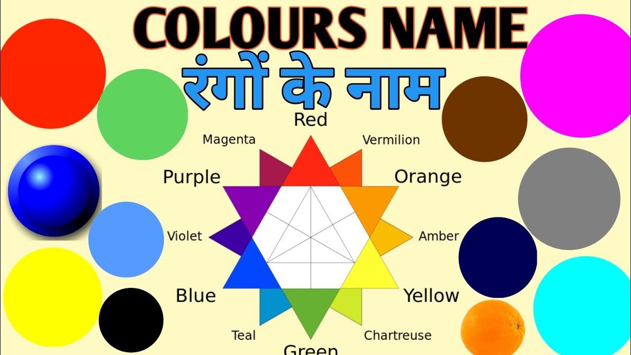 Colours name, रंगो के नाम, Colours name in hindi and english, write ...