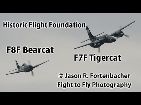 Historic Flight Foundation - Grumman F8F Bearcat - F7F Tigercat - YouTube