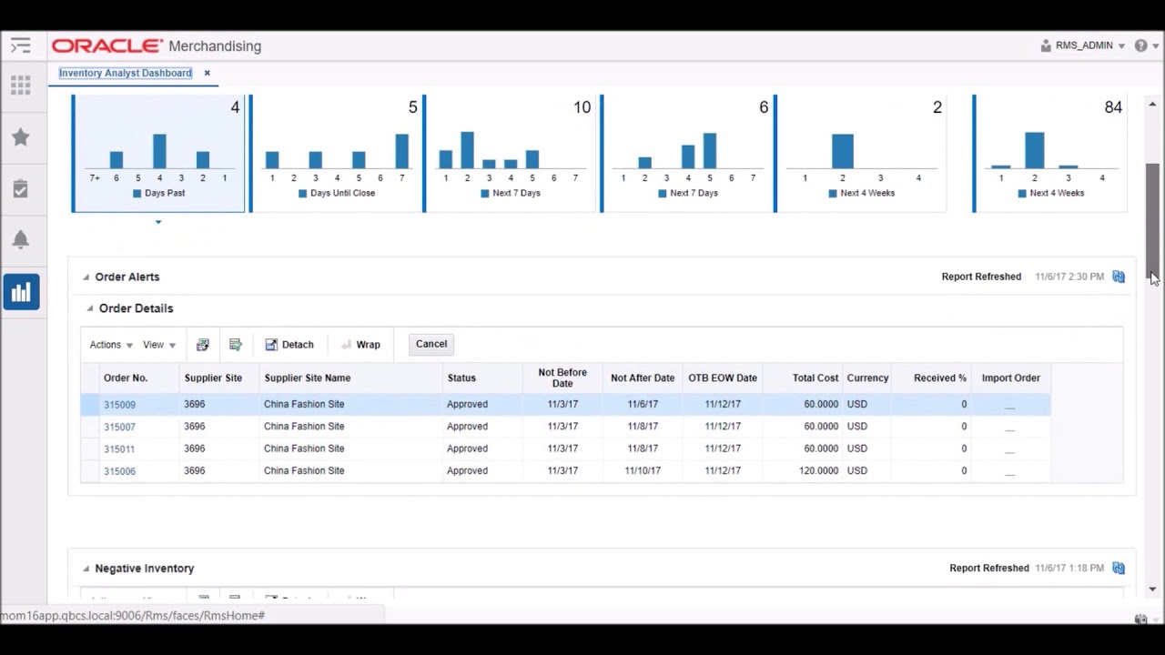 Part 1 Oracle RMS V16 Dashboard functionality overview by Quickborn ...