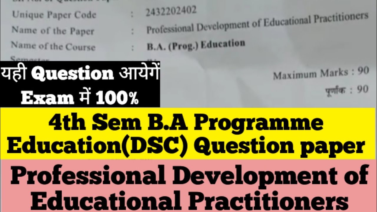 sol du 4th Sem B.A Program Professional Development in Educational ...
