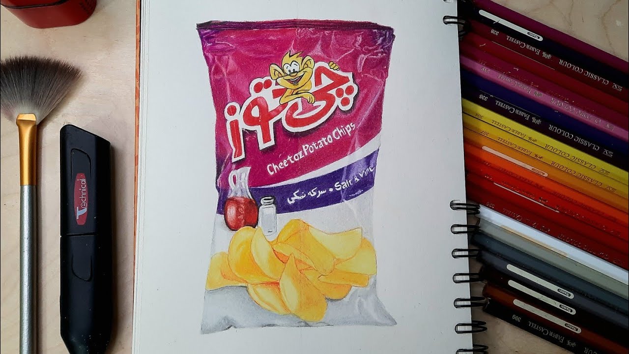 the process of drawing chips(cheetos) - YouTube