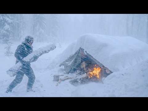 I Built a Log Cabin for Surviving the SNOWSTORM | Extreme Winter Survival