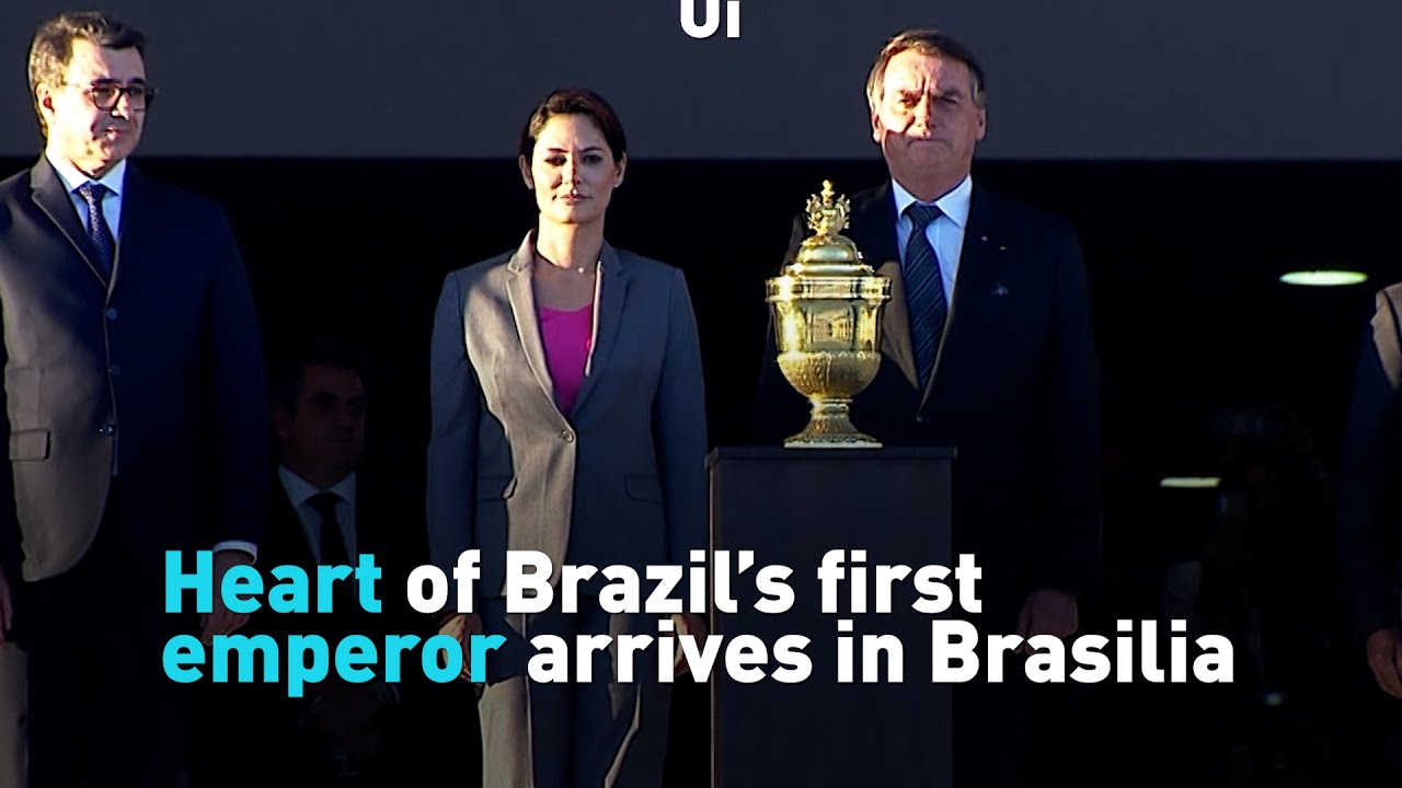 Embalmed heart of Brazil's first emperor arrives in Brasilia - YouTube