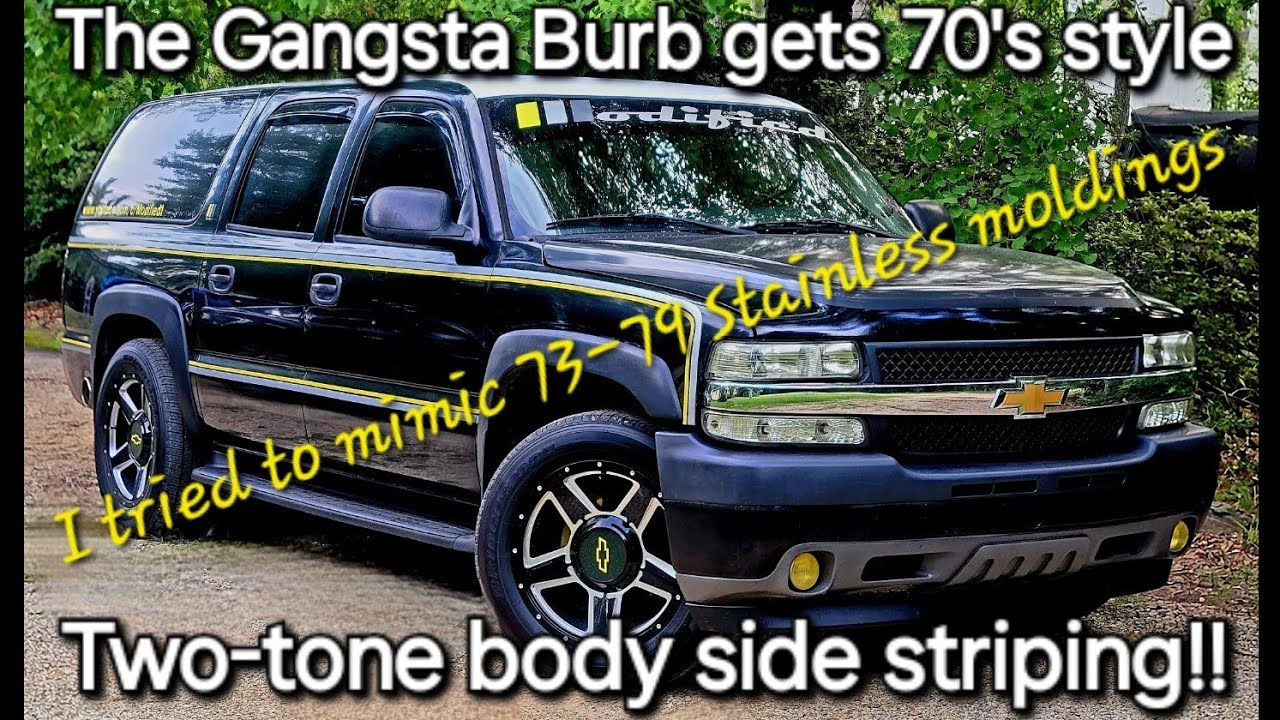 The Gangsta Burb gets '73-'79 style body striping!! - YouTube