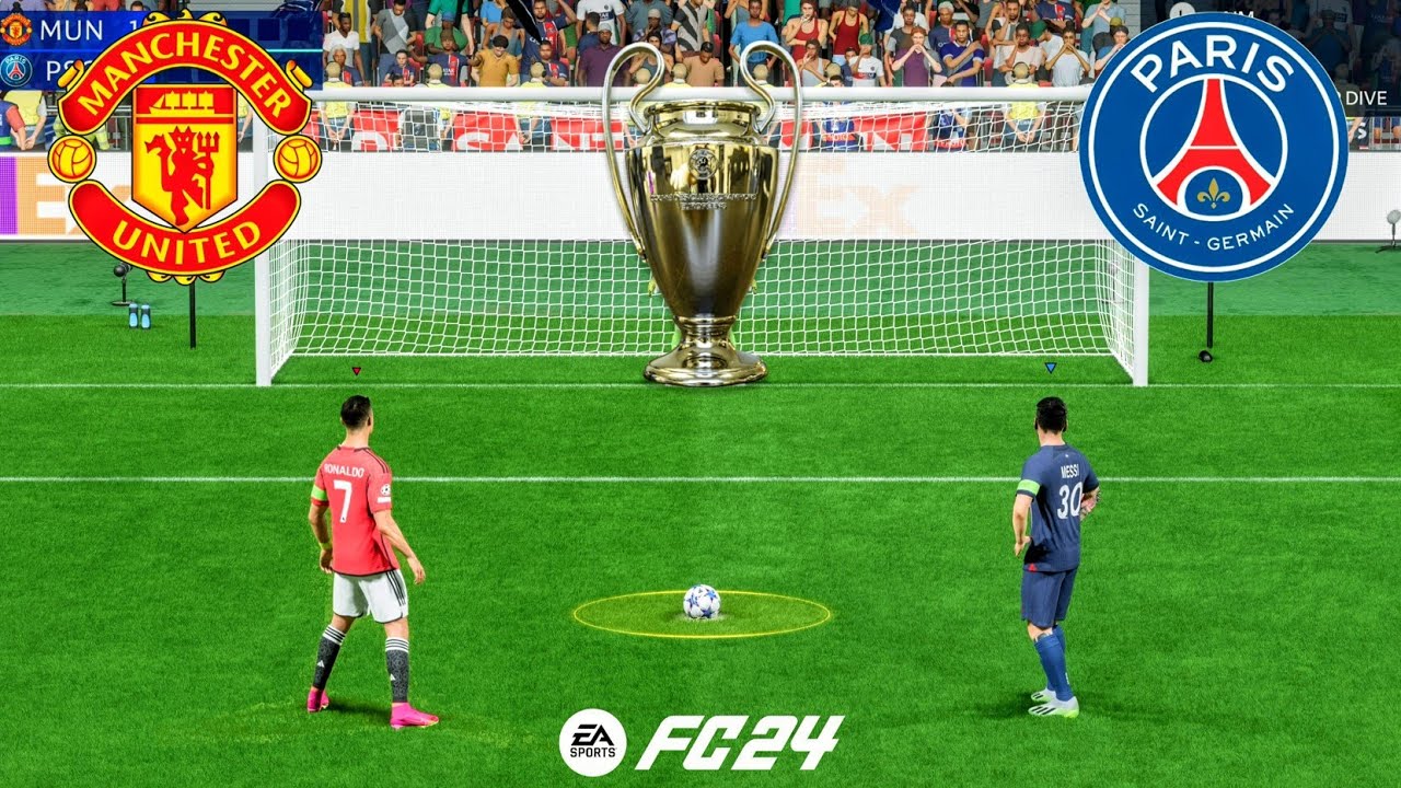 MANCHESTER UNITED VS PSG | UCL FINAL | RONALDO VS MESSI | FC 24 PENALTY ...