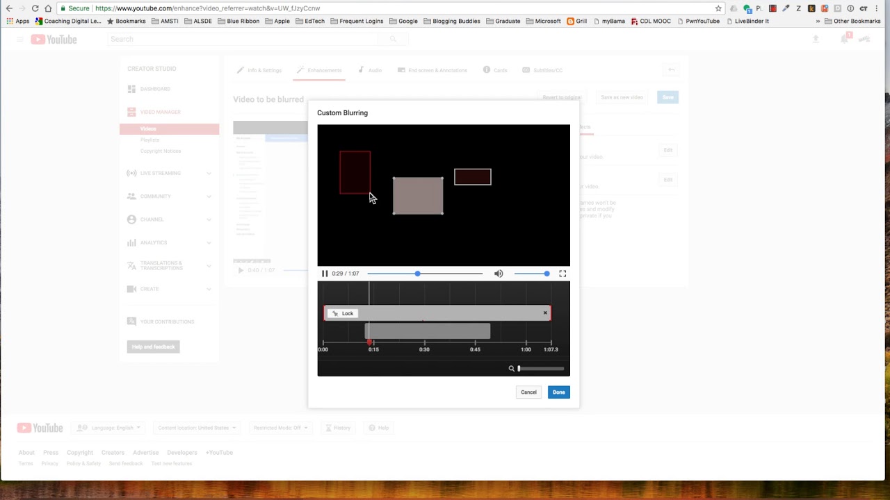 Blurring sensitive data using YouTube editor - YouTube
