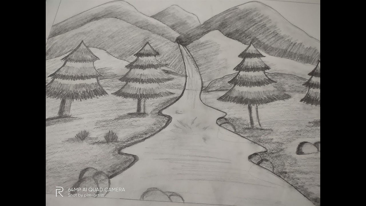 How to draw natural view - YouTube