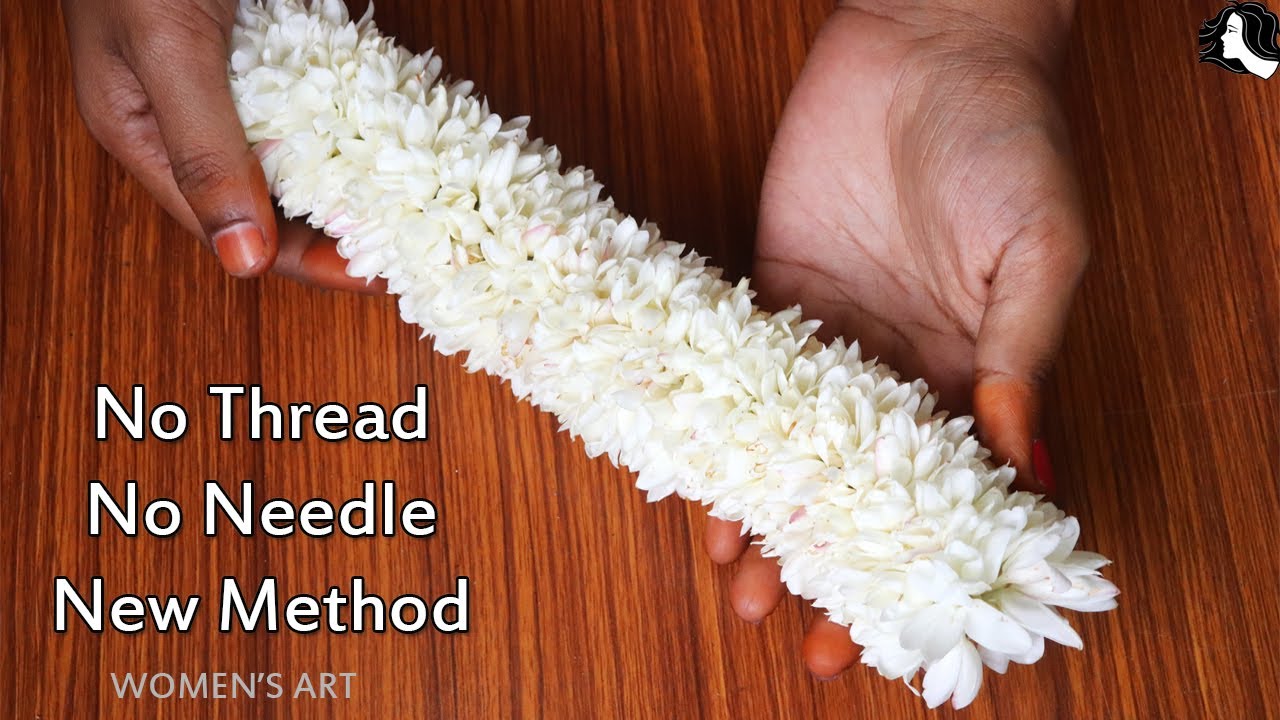 jathi malli flower string no thread no needle | jathi mullai jadai veni ...