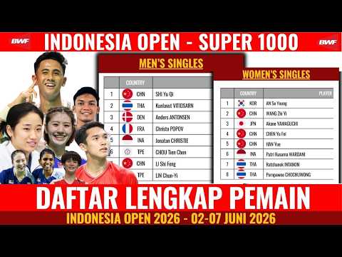 Daftar Pemain Indonesia Open 2026 - SUPER 1000