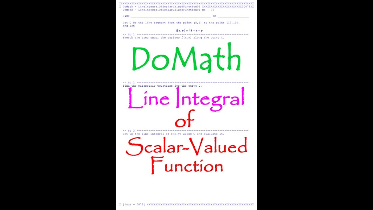 DoMath-Calculus : Line Integral of Scalar-Valued Function 01 No79 - YouTube