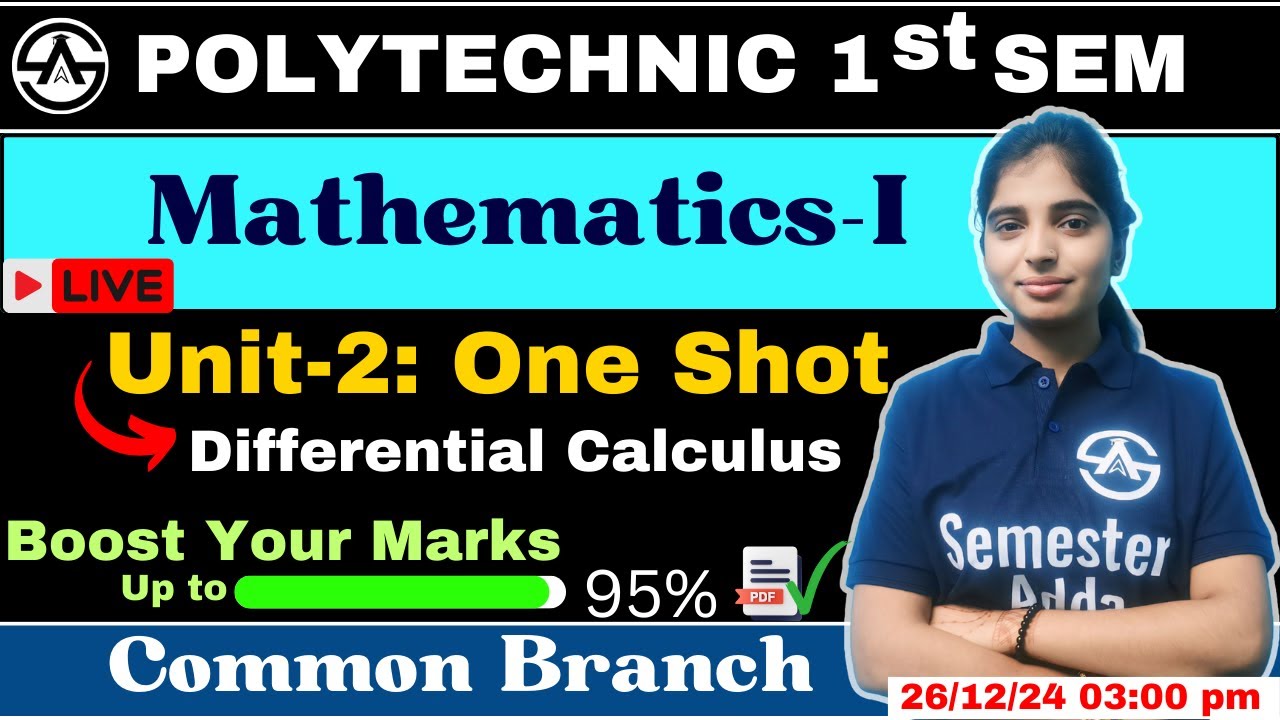 Mathematics-I | Unit-2 Differential Calculus | 15 Marks Confirmed | One ...