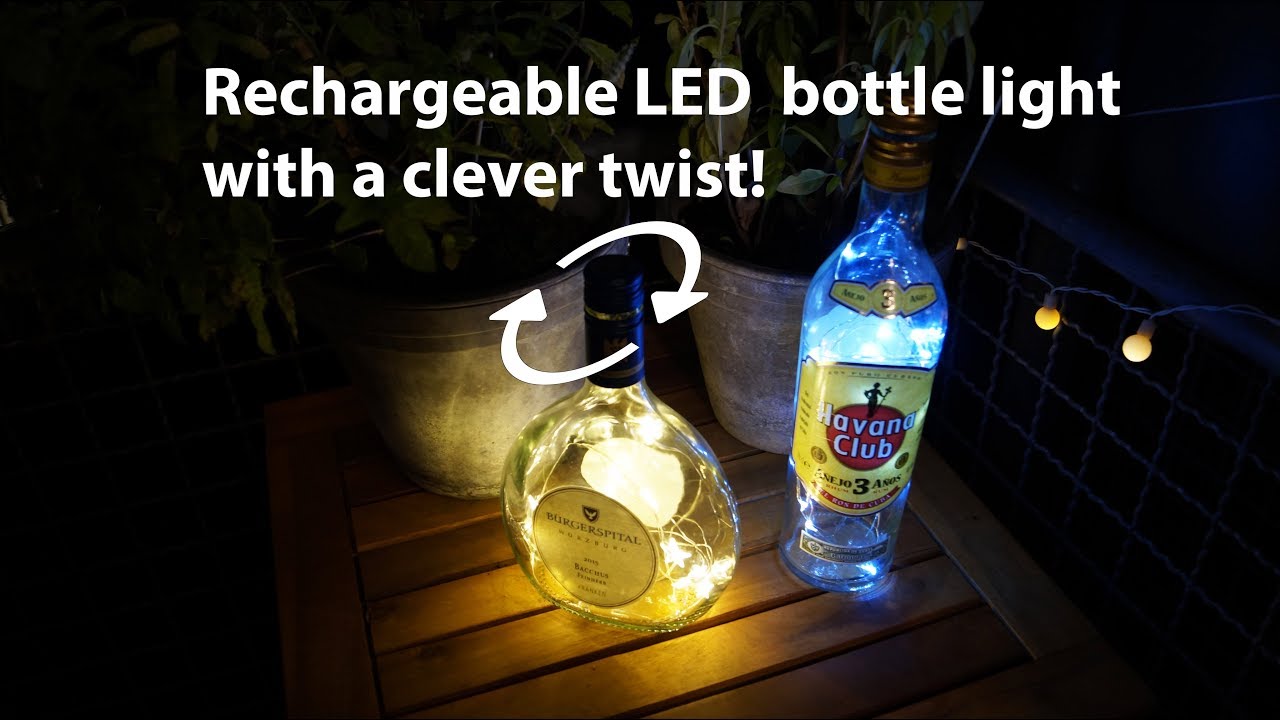 Homemade rechargeable LED Bottle light with a twist - YouTube