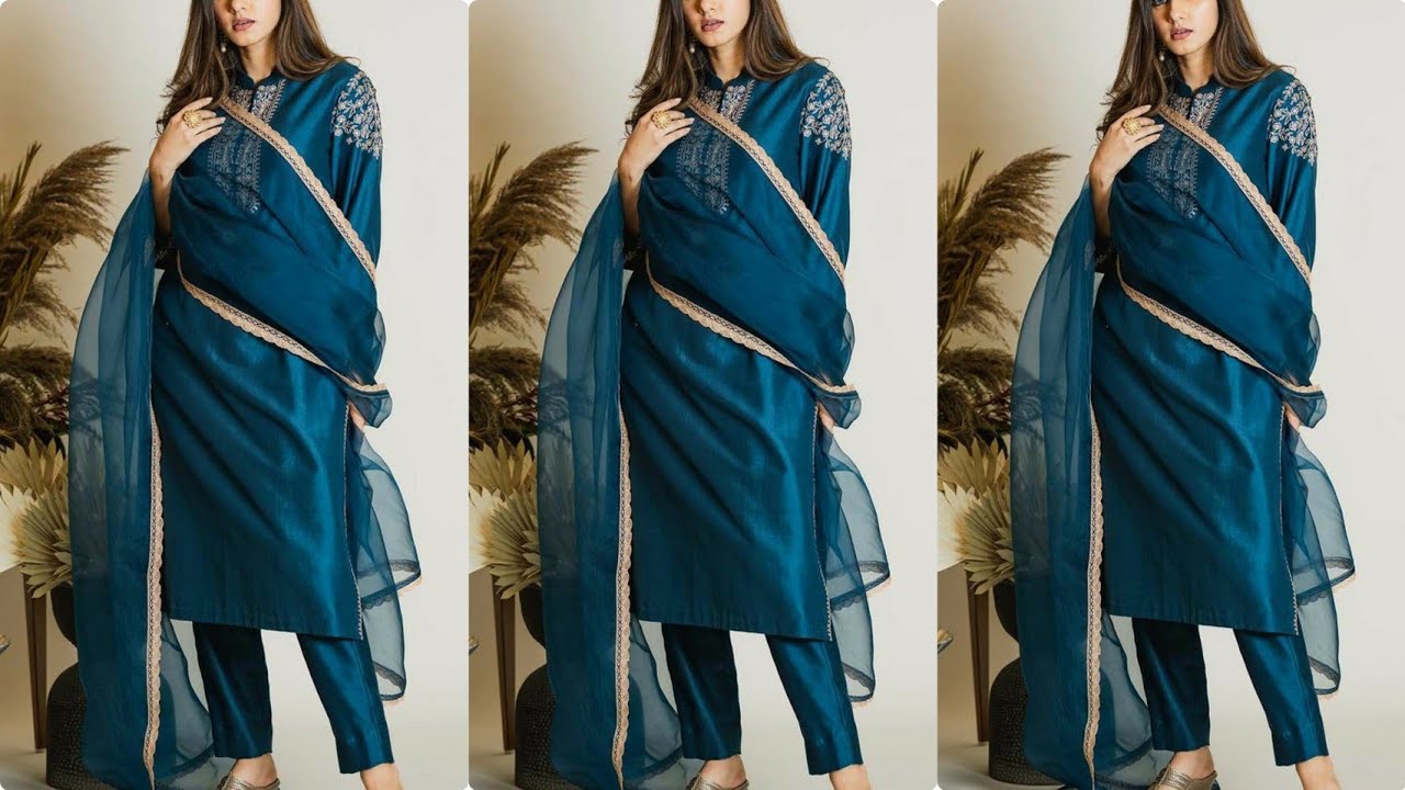 Beautiful one colour suit designs | Simple plain one colour suit ...