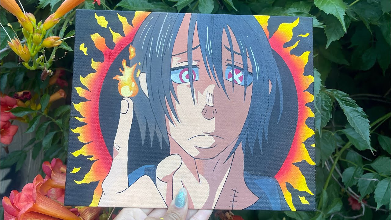 UNFINISHED BUSINESS: Benimaru Flame Wheel Canvas Painting #anime - YouTube