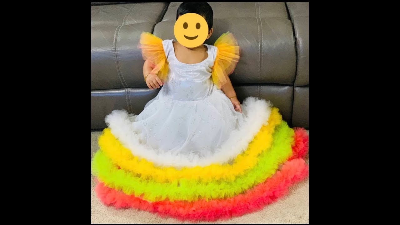 (DIY) Party wear Ruffle Dress for Baby Girl/ Fall Autumn colorful ...