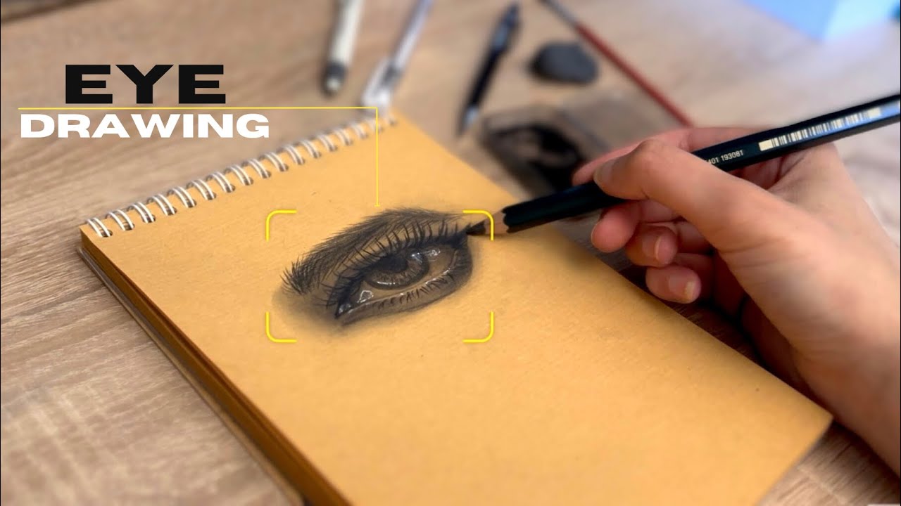 Drawing realistic eye using graphite pencil | tinted sketchbook - YouTube