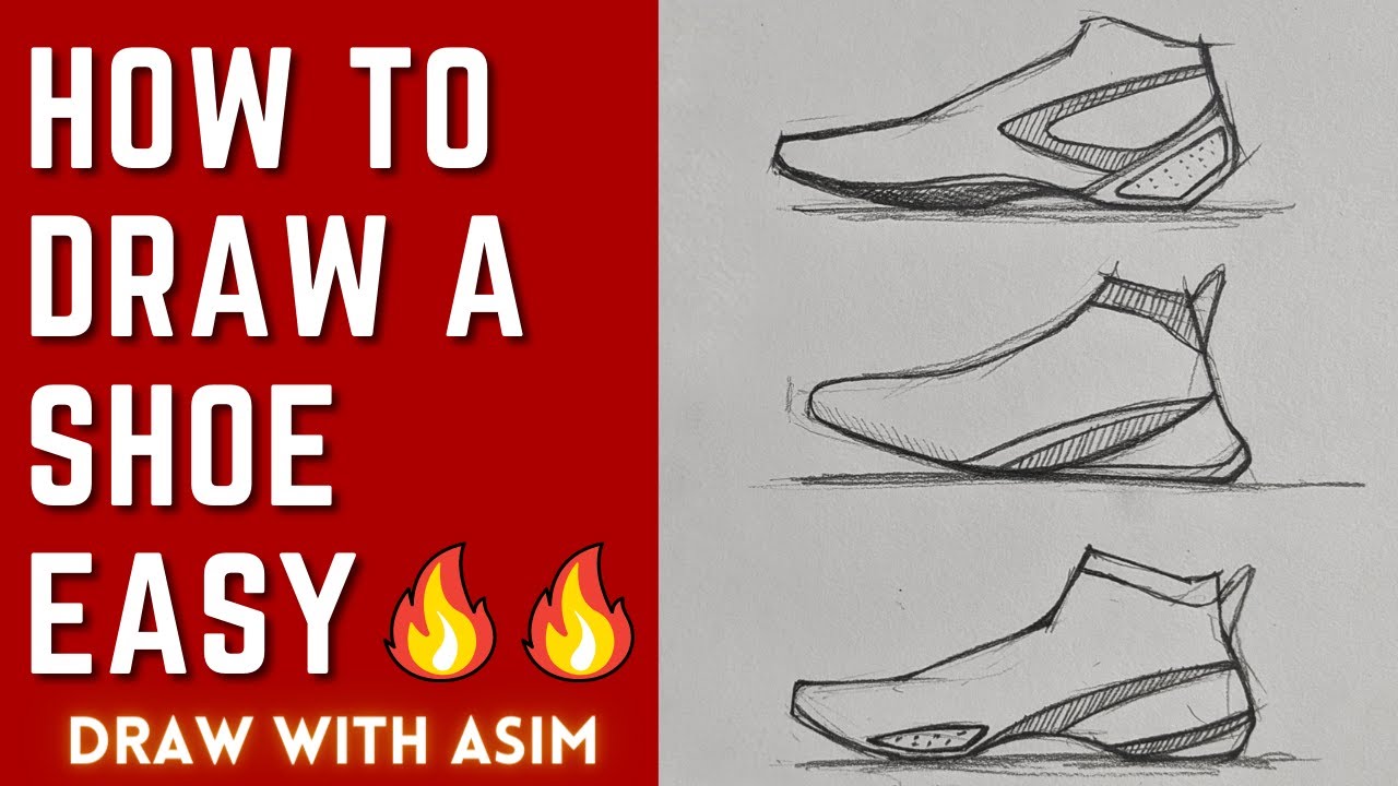 How to draw a shoe | Drawing a shoe easy step-by-step | Shoes drawing ...