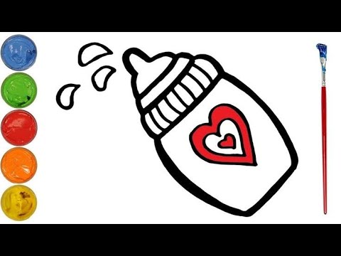 How to draw a milk bottle||easy drawing and colouring video||step by ...