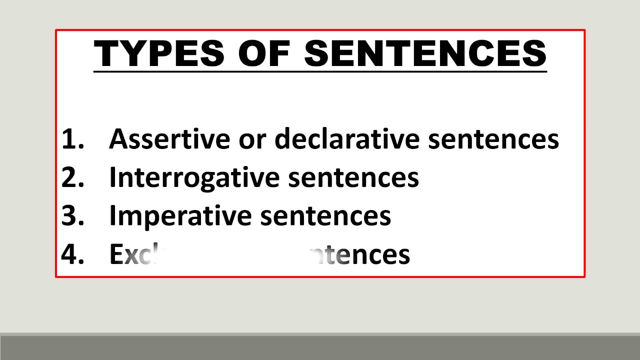 CLASS 5 - English Grammar - Types of Sentences - YouTube