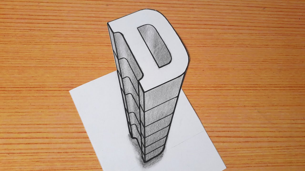3d Drawing Letter D On Paper / How To Draw Capital Alphabet For ...