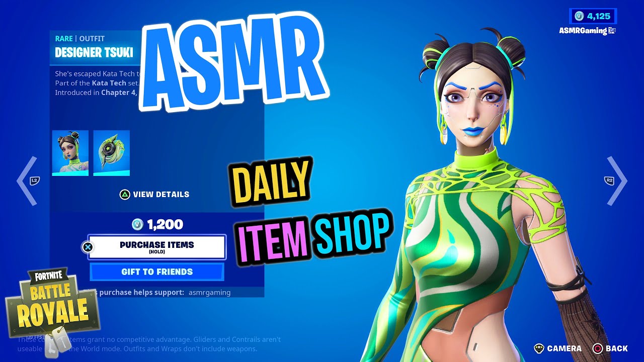 ASMR Fortnite NEW Designer Tsuki Skin! Daily Item Shop 🎮🎧 Relaxing ...