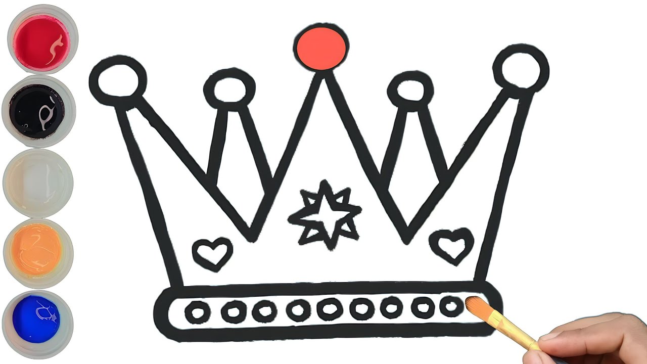 Crown Drawing, Painting and Coloring for Kids and Toddlers | Let's Draw ...