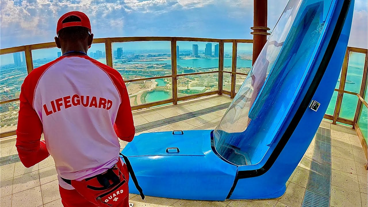 Braving the Tallest Trapdoor Slide Ever at Meryal Waterpark - YouTube