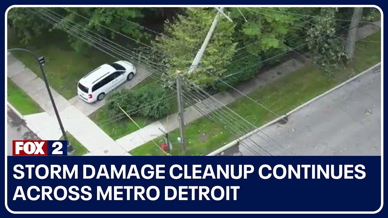 Storm damage cleanup continues across Metro Detroit - YouTube