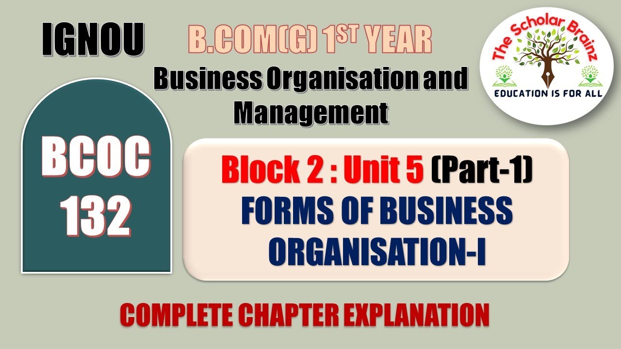 IGNOU BCOMG BCOC132 Business organisation and management Block2 Unit5 ...