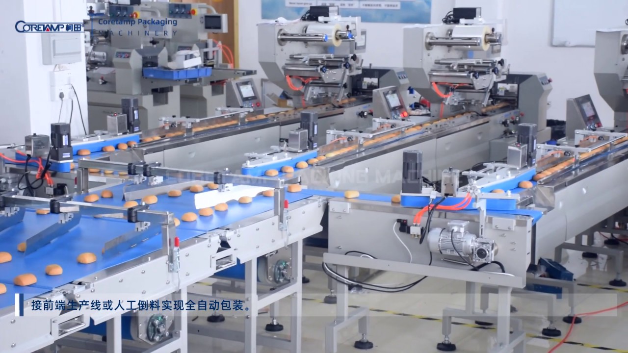 1 by 3 Full Automatic Feeding and Packaging Breads Flow Pack Packaging Machine - YouTube